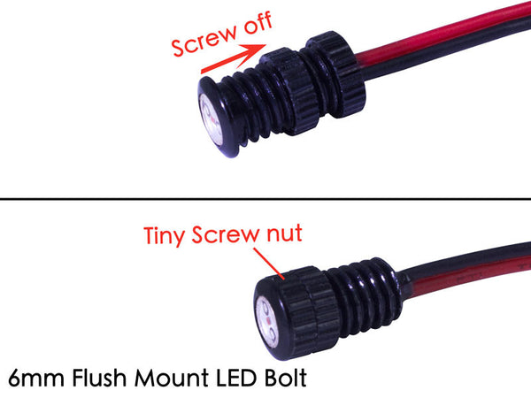 High Intensity Flush Mount LED Bolt - 6mm Aluminum /Black 1W (No Lens ...